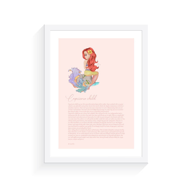 Mermaid Zodiac A4 Print (Capricorn) - Kawaii Kids