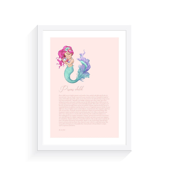 Mermaid Zodiac A4 Print (Pisces) - Kawaii Kids