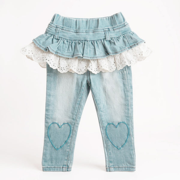 Frill & Lace Denim Jeans - Kawaii Kids