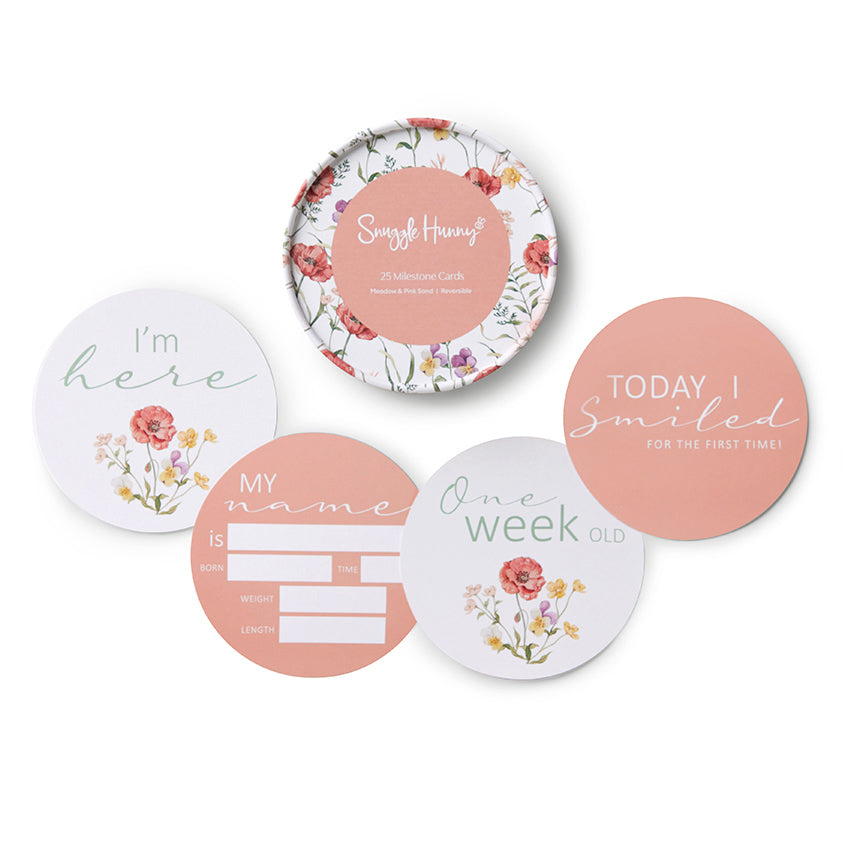 Meadow & Pink Sand Reversible Milestone Cards - Kawaii Kids