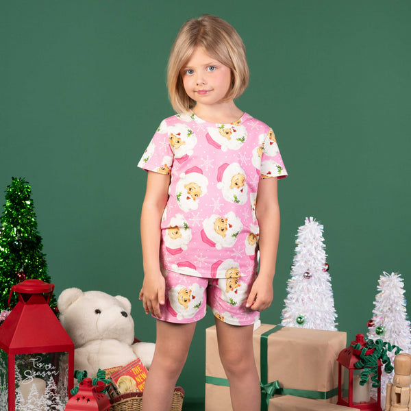 Pink Retro Santa PJ Set - Kawaii Kids