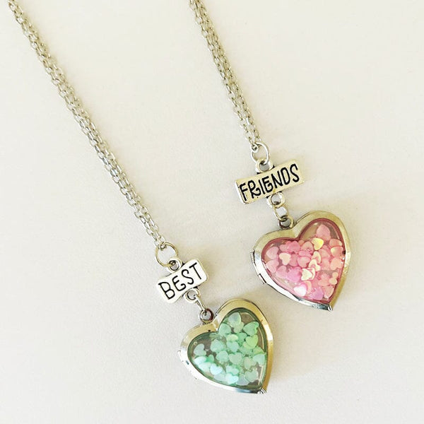 Glitter Locket Best Friends Necklace - Kawaii Kids