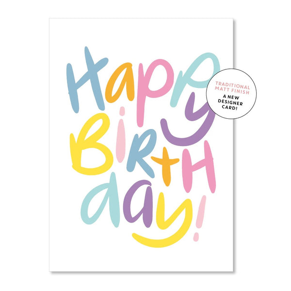 Bright HBD Letters Greeting Card - Kawaii Kids