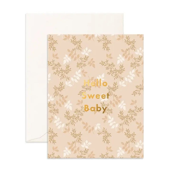 Hello Sweet Baby Greeting Card (Cedarwood) - Kawaii Kids
