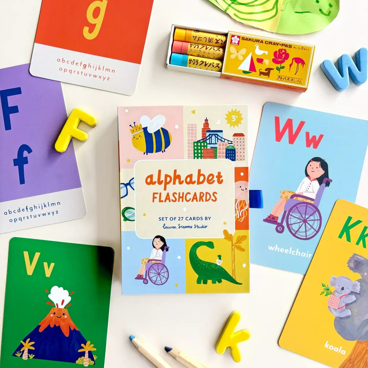 A-Z Illustrated Alphabet Flashcards - Kawaii Kids