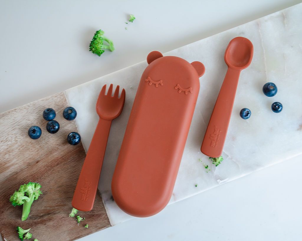 Feedie Fork & Spoon Set (Powder Pink) - Kawaii Kids