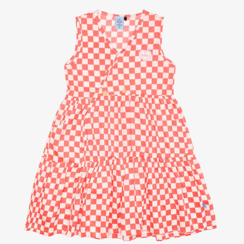 Checker Cross Over Play Dress - Kawaii Kids